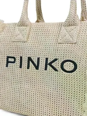 Pinko Logo Embroidered Fringed Tote Bag