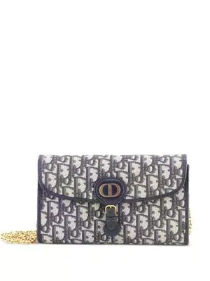 Dior Bobby Pouch With Chain Oblique Canvas East West Clutch Bag - Blue