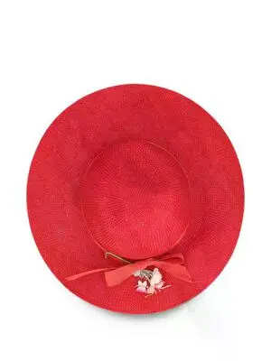 Vintage Bow-detail Floral Embellished Sun Hat
