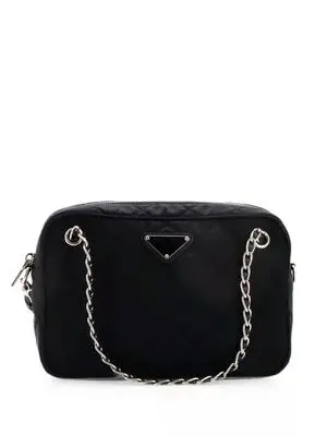Prada Camera Bag Quilted Tessuto Small Shoulder Bag - Black