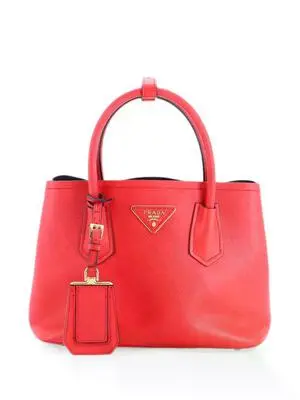 Prada Cuir Double Saffiano Leather Mini Tote Bag - Red