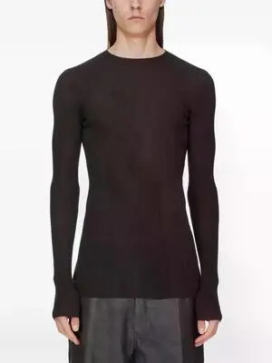Rick Owens Ribbed-knit Long-line Sweater - Brown
