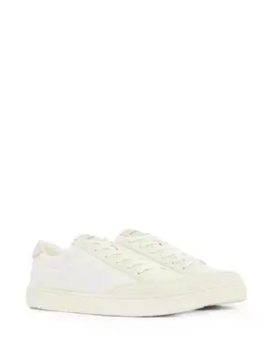 Emporio Armani Eagle-jacquard Leather-trim Sneakers - Neutrals