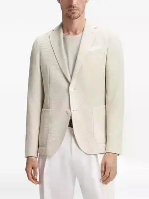 BOSS Patterned Slim-fit Jacket In A Cotton Blend
