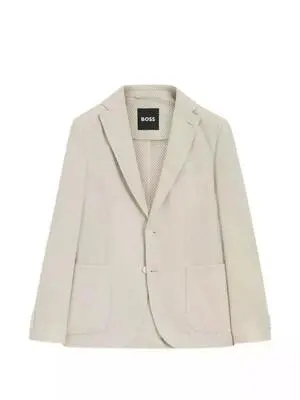 BOSS Patterned Slim-fit Jacket In A Cotton Blend - Neutrals