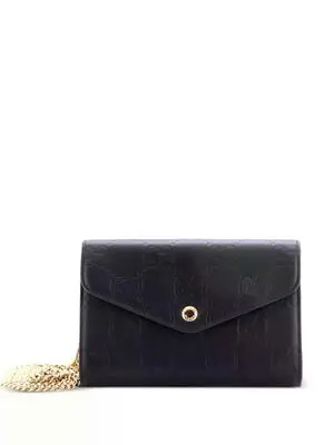 Gucci Envelope Wallet On Chain Guccissima Leather Shoulder Bag - Black