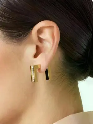 Elisabetta Franchi Tone Crystal Embellished Geometric Earrings