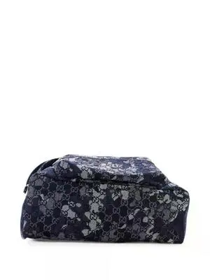 Gucci Zip Front Pocket Camouflage Gg Denim Backpack - Blue