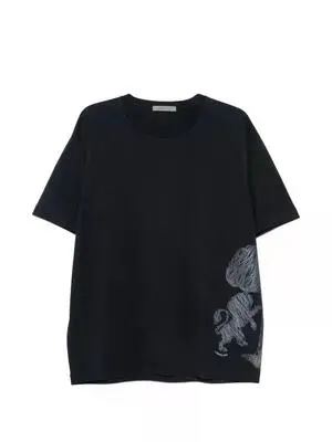Corneliani Tree-embroidered T-shirt - Blue
