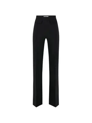 Elisabetta Franchi Logo-embroidered Crepe Trousers - Black