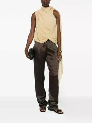 TOM FORD Silk Elasticated-waistband Trousers - Brown