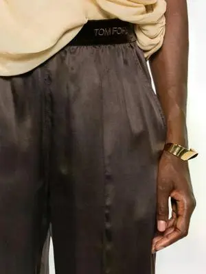 TOM FORD Silk Elasticated-waistband Trousers - Brown