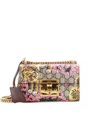 Gucci Padlock Bengal Print Gg Coated Canvas Small Shoulder Bag - Brown