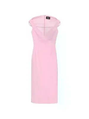 Solace London Monica V-neck Sleeveless Midi Dress - Pink