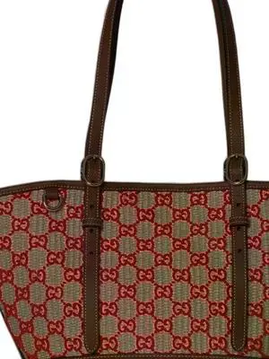 Gucci Gg Supreme Calf Leather-trim Shoulder Bag - Neutrals