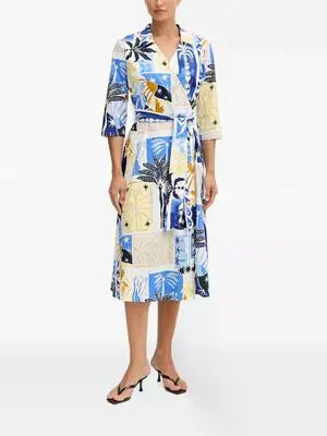 Joseph Ribkoff Graphic-print Belted Wrap Midi Dress - Blue