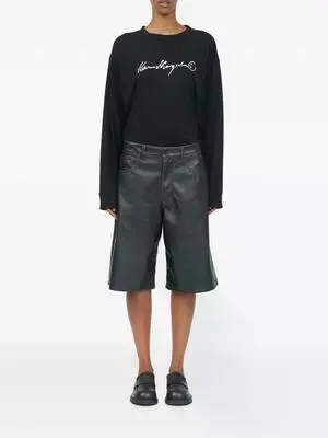MAISON MARGIELA Faux-leather Knee-length Shorts - Black