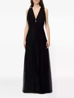 Elisabetta Franchi Ruffled Tulle Gown - Black