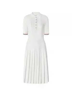 Thom Browne Rib-stitch Midi Polo Dress - White