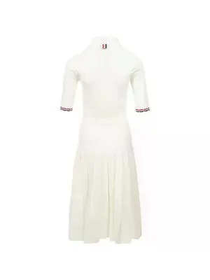 Thom Browne Rib-stitch Midi Polo Dress - White