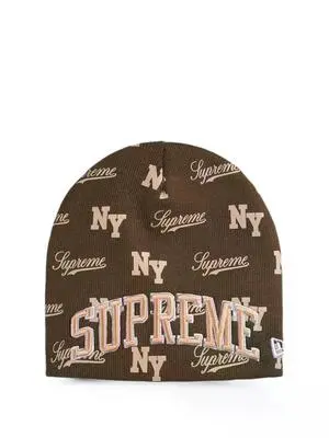 Supreme X New Era Logo Beanie - Brown