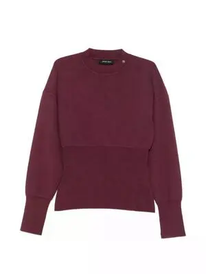 ANINE BING Paneled Mock Neck Sweater - Red
