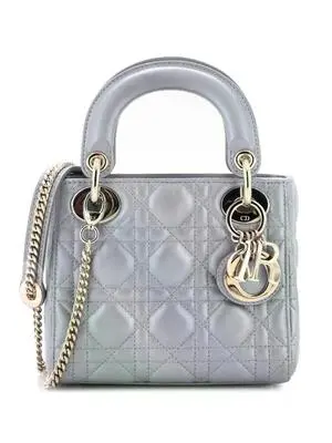 Dior Lady Cannage Quilt Lambskin Mini Satchel - Grey