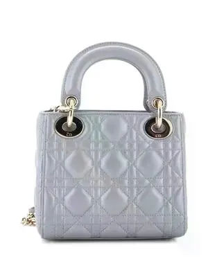 Dior Lady Cannage Quilt Lambskin Mini Satchel - Grey