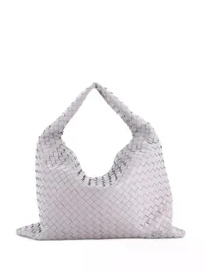 Bottega Veneta Bottega Veneta Hop Intrecciato Leather Large Hobo Bag Grey