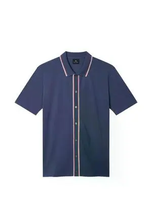 Paul Smith Stripe-trim Button-through Polo Shirt - Blue