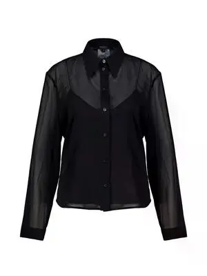 Gucci Silk-chiffon Point Collar Shirt - Black