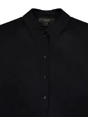 Gucci Silk-chiffon Point Collar Shirt - Black