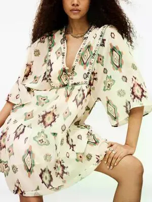 Ba&sh Olalie Ikat-print Tiered Dress