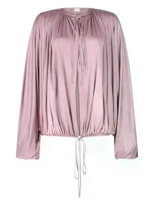Saint Laurent Drawstring-detail Blouse - Pink