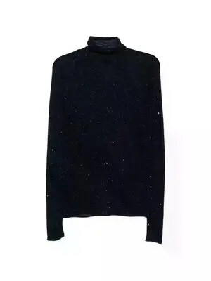 Pinko Sequin Embellished Roll Neck Sweater - Blue