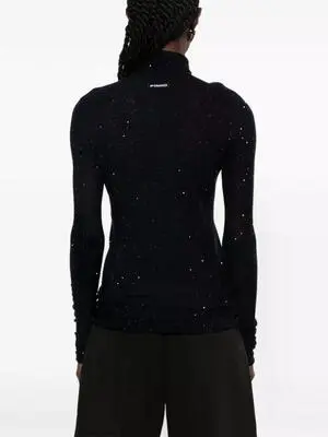 Pinko Sequin Embellished Roll Neck Sweater - Blue