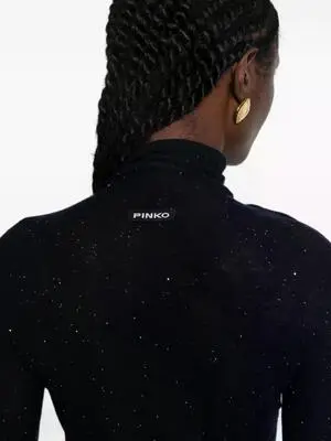 Pinko Sequin Embellished Roll Neck Sweater - Blue