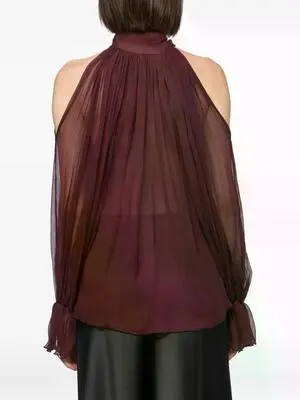 ATU BODY COUTURE Cold-shoulder Silk-chiffon Blouse