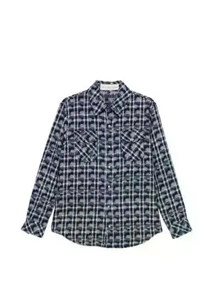GOD'S TRUE CASHMERE Shibori Plaid Cashmere Shirt - Blue
