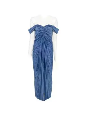 Cult Gaia Natalie Off-shoulder Pleated Midi Dress - Blue