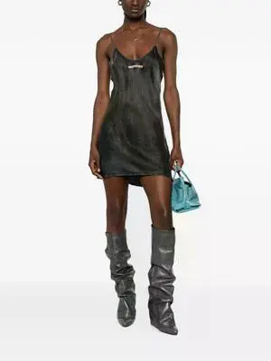 DIESEL® Cassidy Acid-wash Logo Patch Mini Dress