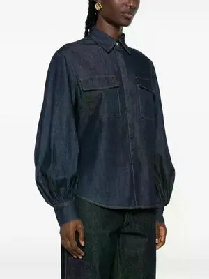 7 For All Mankind Balloon-sleeve Denim Shirt
