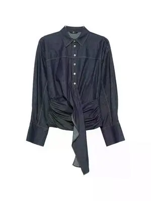 7 For All Mankind Tie-waist Long-sleeve Shirt - Blue