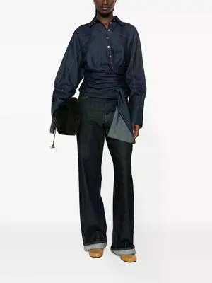 7 For All Mankind Tie-waist Long-sleeve Shirt - Blue