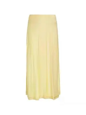 Vince Raw-edge Pleated Satin Midi Skirt - Yellow