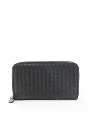 Bottega Veneta Intrecciato Zip-around Wallet - Black