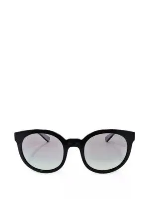 Armani Exchange Round Frame Sunglasses With Logo Plaque - Black