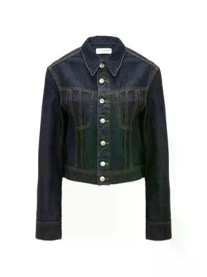 Victoria Beckham Contrast-stitch Cropped Denim Jacket - Blue