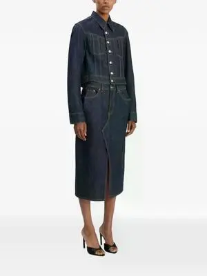 Victoria Beckham Contrast-stitch Cropped Denim Jacket