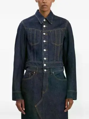 Victoria Beckham Contrast-stitch Cropped Denim Jacket